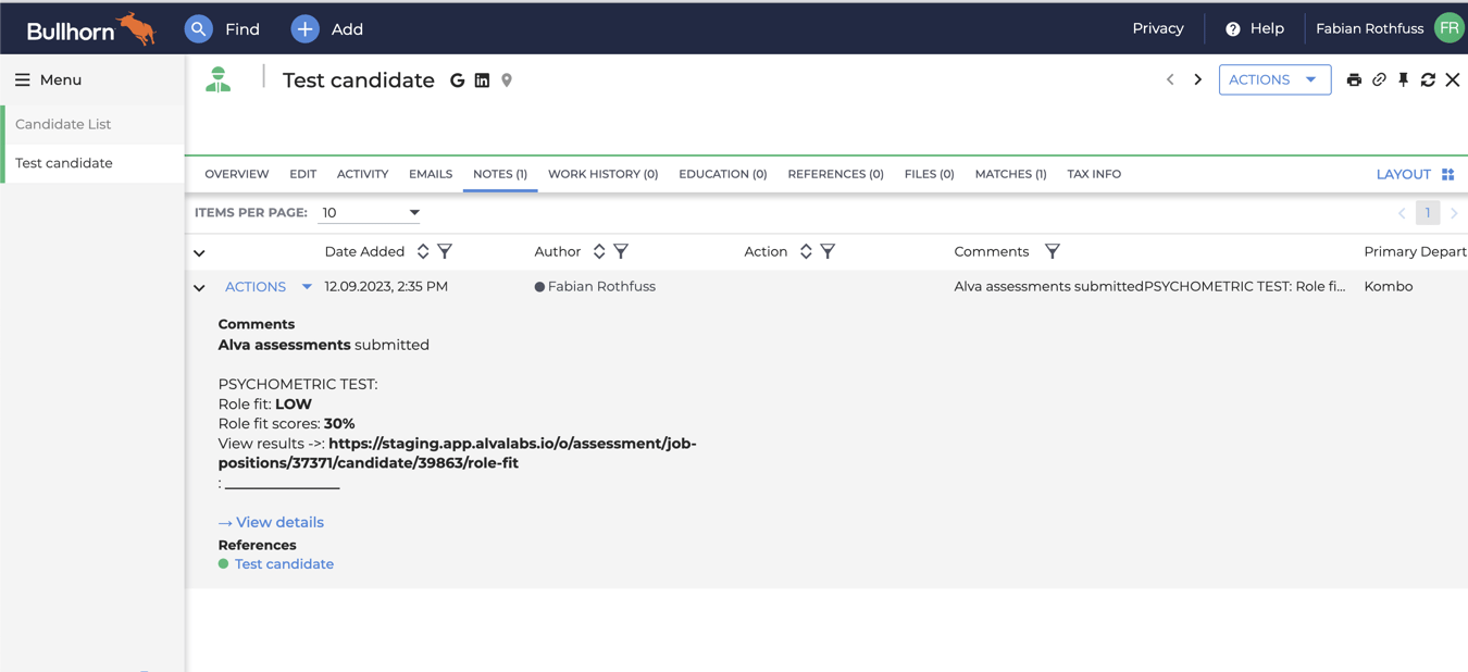 Alva Labs x Bullhorn Integration