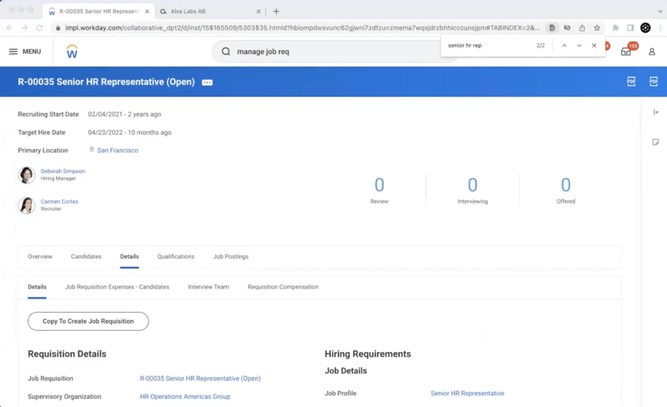 Alva Labs x Workday Integration